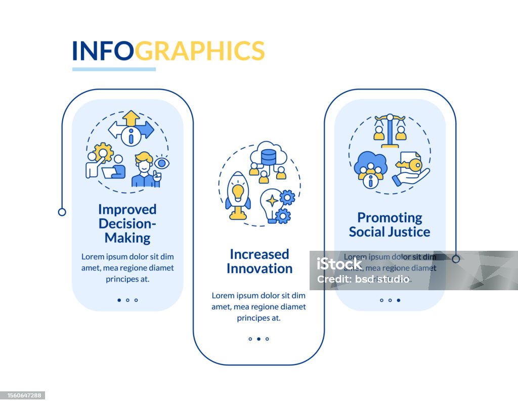 2d Data Democratization Layout With Linear Icons Stock Illustration