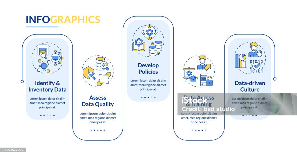 Data Democratization Layout With Line Icons Stock Illustration