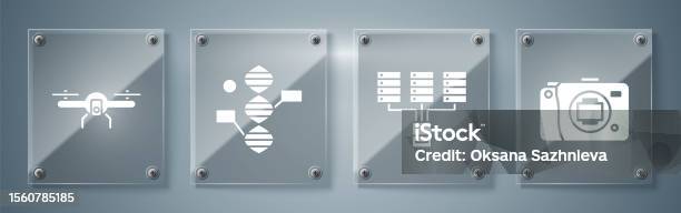 Set Mirrorless Camera Server Data Web Hosting Dna Symbol And Drone