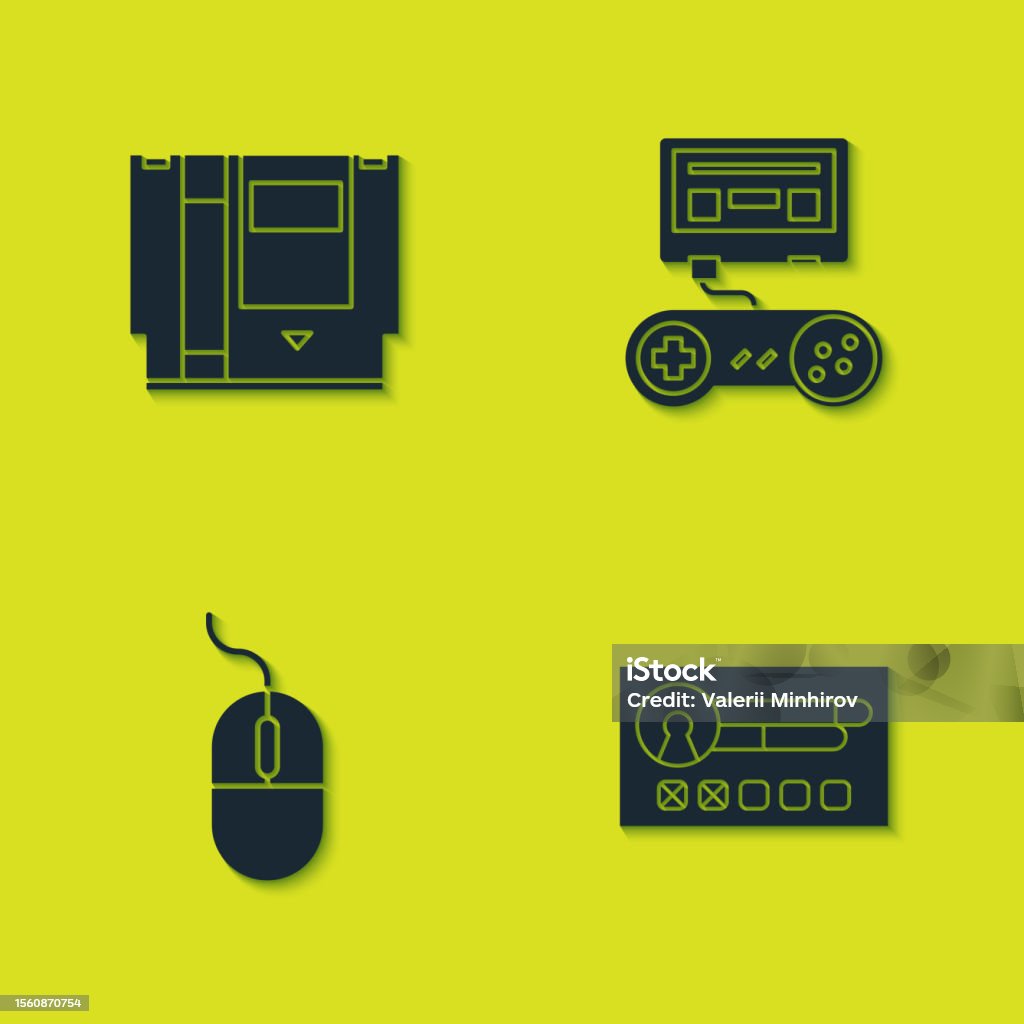 Set Cartridge Create Account Screen Computer Mouse And Game Console With Joystick Icon Vector