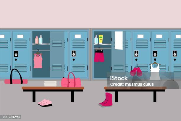 Ruang Ganti Dan Peralatan Olahraga Milik Atlet Wanita Ilustrasi Stok Unduh Gambar Sekarang