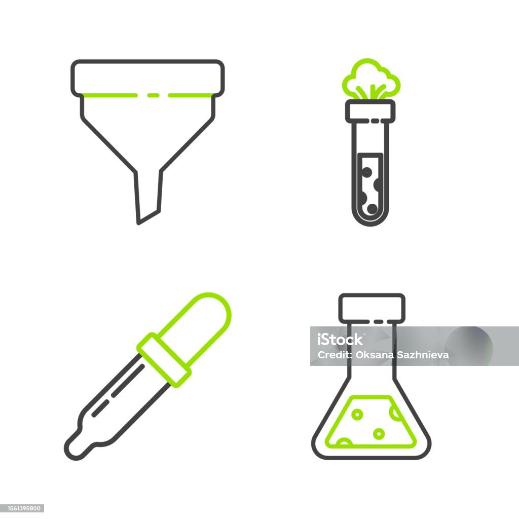 Atur Garis Tabung Reaksi Dan Labu Kimia Pipet Dan Corong Atau Ikon ... Atur Garis Tabung Reaksi Dan Labu Kimia Pipet Dan Corong Atau Ikon ...