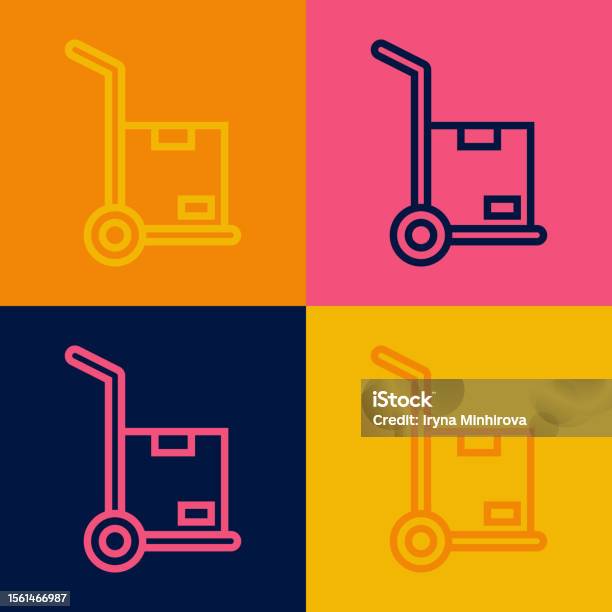Camion De Main De Ligne De Pop Art Et Icône De Boîtes Disolement Sur Le