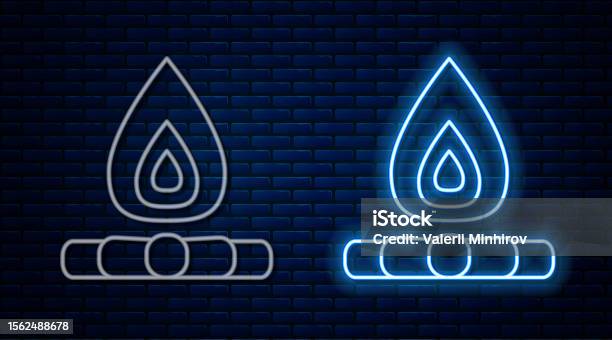 Ikon Api Unggun Garis Neon Bersinar Terisolasi Pada Latar Belakang