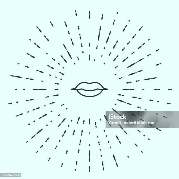 Ligne Noire Icône Des Lèvres Souriantes Isolée Sur Fond Gris Symbole Du