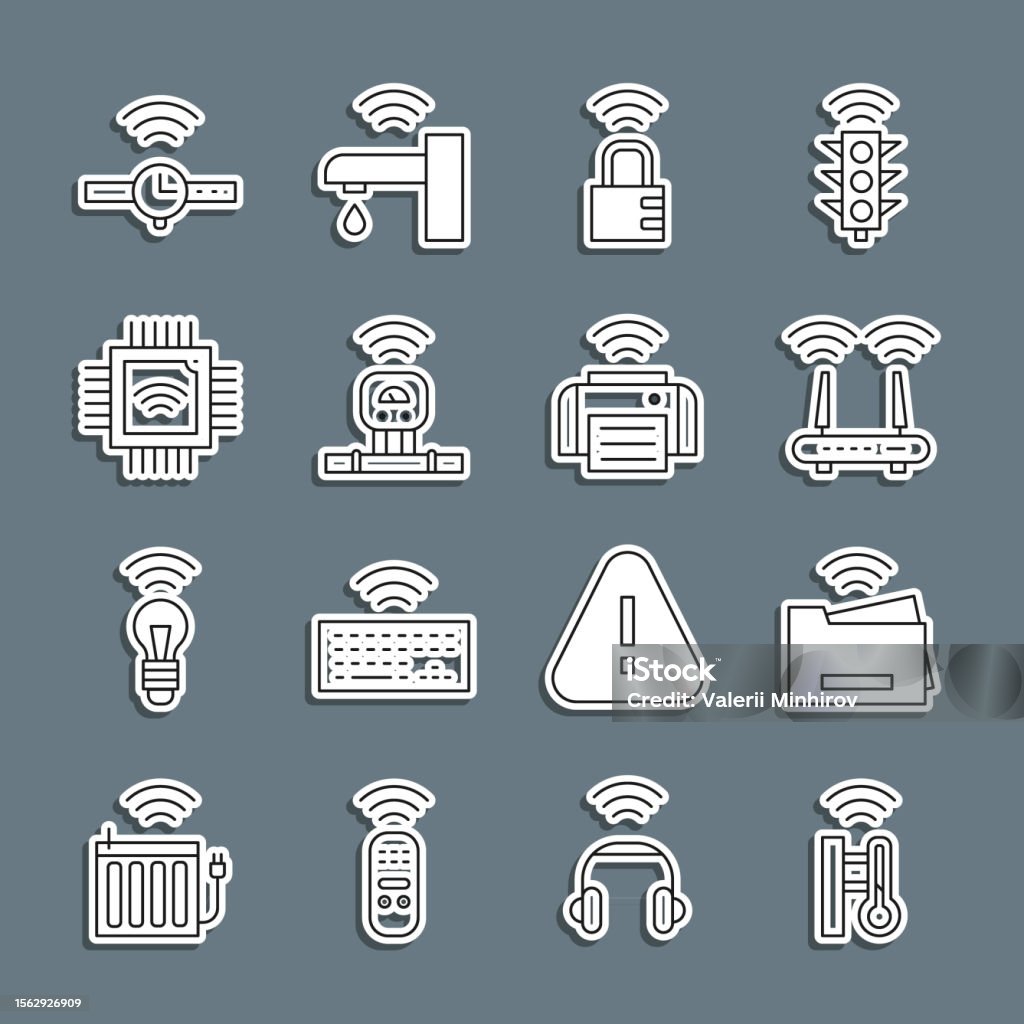 Set Line Smart Thermometer Printer Router And Wifi Signal Safe Combination Lock Sensor Processor