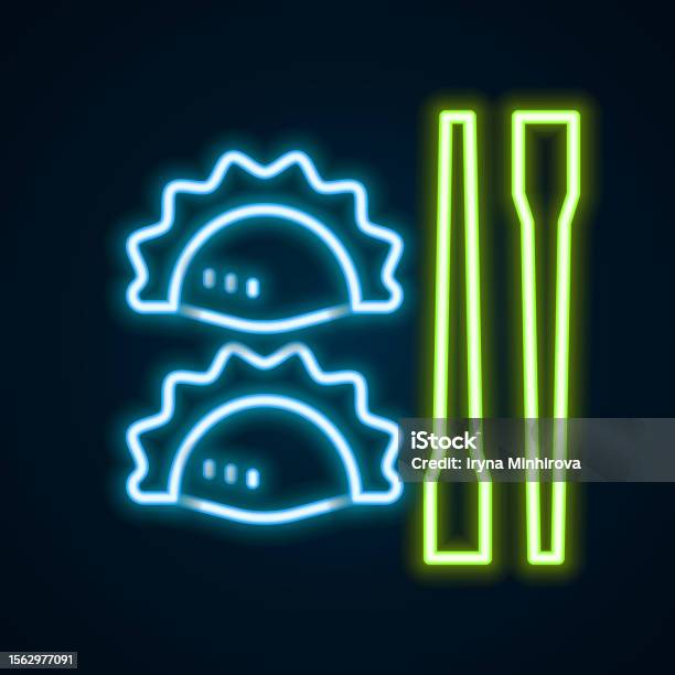 Garis Neon Bercahaya Pangsit Dengan Ikon Sumpit Terisolasi Pada Latar ... Garis Neon Bercahaya Pangsit Dengan Ikon Sumpit Terisolasi Pada Latar ...