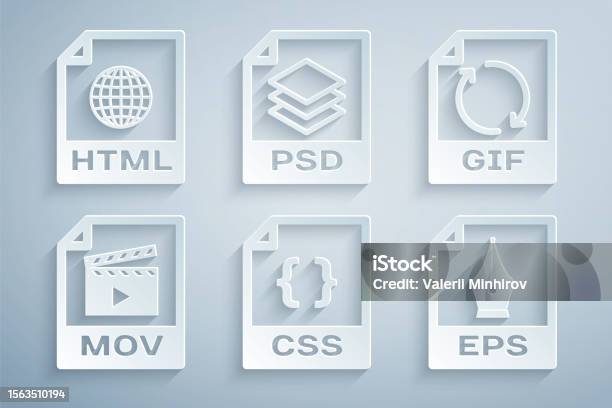 Setel Dokumen File Css Mov Eps Psd Dan Ikon Html Vektor Ilustrasi
