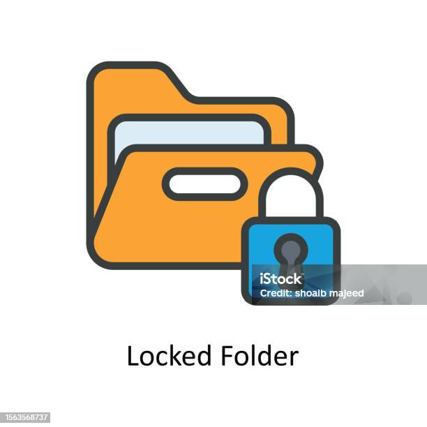 Locked Folder Vector Fill Outline Icon Design Illustration Cyber