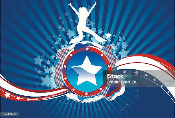 American 여자아이 미국 국기에 대한 스톡 벡터 아트 및 기타 이미지 미국 국기 점프 국기 Istock