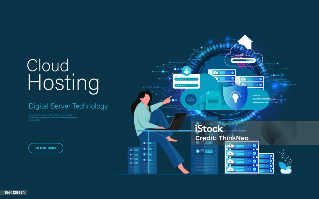 Web Hosting Concept Cloud Computing Online Database Technology Security