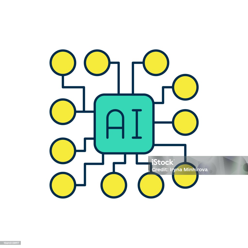 Filled Outline Neural Network Icon Isolated On White Background Artificial Intelligence Ai