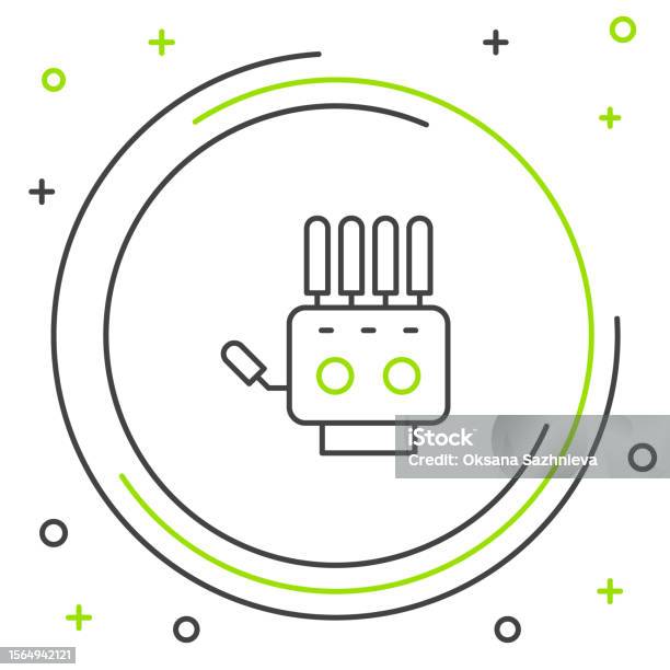 Graphisme Mécanique De Main De Robot De Ligne Disolement Sur Le Fond