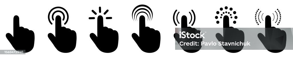 Set Of Flat Cursor Icons Click Or Press Cursor Set Arrow Pointer Loading Progress Vector Stock