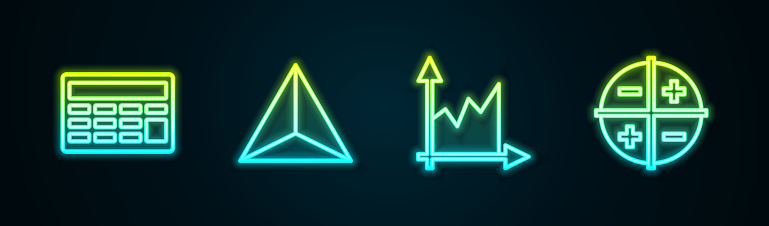 Set Garis Kalkulator Gambar Geometris Tetrahedron Grafik Jadwal Grafik