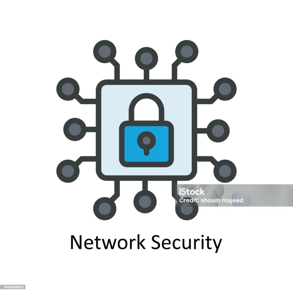 Network Security Vector Fill Outline Icon Design Illustration Network And Communication Symbol