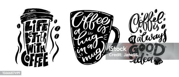 Kartu Pos Tulisan Doodle Yang Digambar Tangan Lucu Tentang Kopi Desain