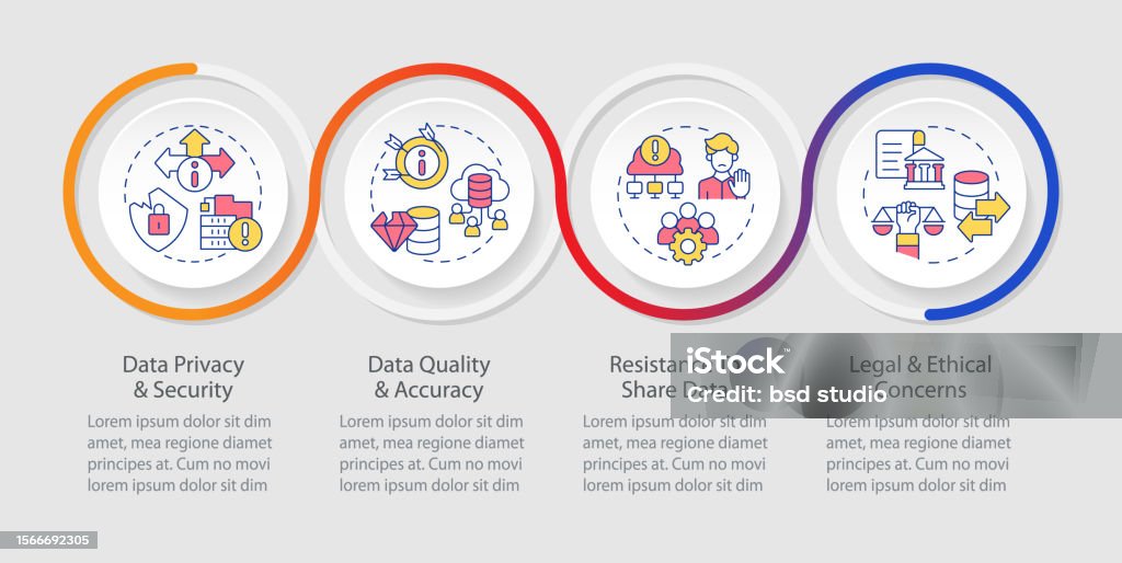 Data Democratization Layout With Line Icons Stock Illustration