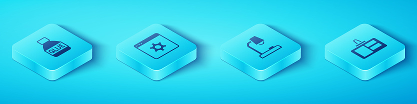 Set Isometric Glue Browser Setting Identification Badge And Table Lamp ... Set Isometric Glue Browser Setting Identification Badge And Table Lamp ...