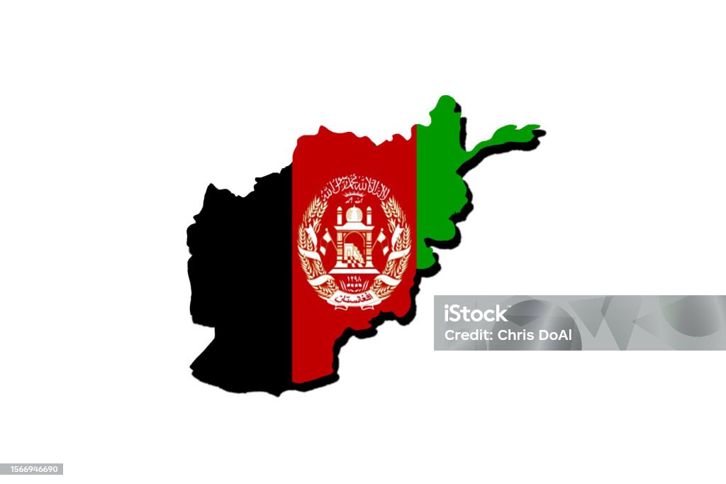 Silhouette Of The Map Of Afghanistan With Its Flag Stock Illustration
