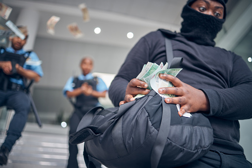 Bank Robbery And Police Running After Criminal For Justice Punishment