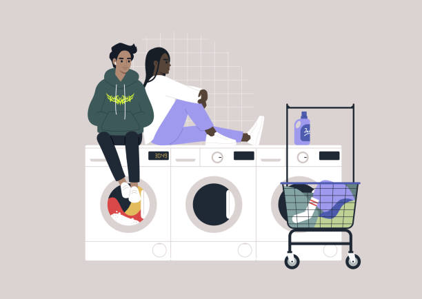 60 Laundromat Waiting Stock Illustrations Royalty Free Vector