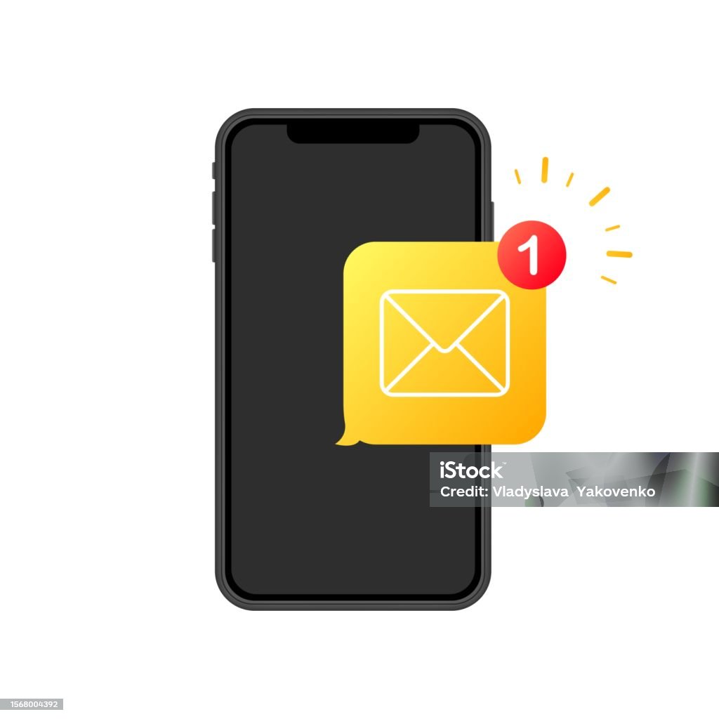 A New Message Flat Color Iphone Layout With New Notification New ... A New Message Flat Color Iphone Layout With New Notification New ...