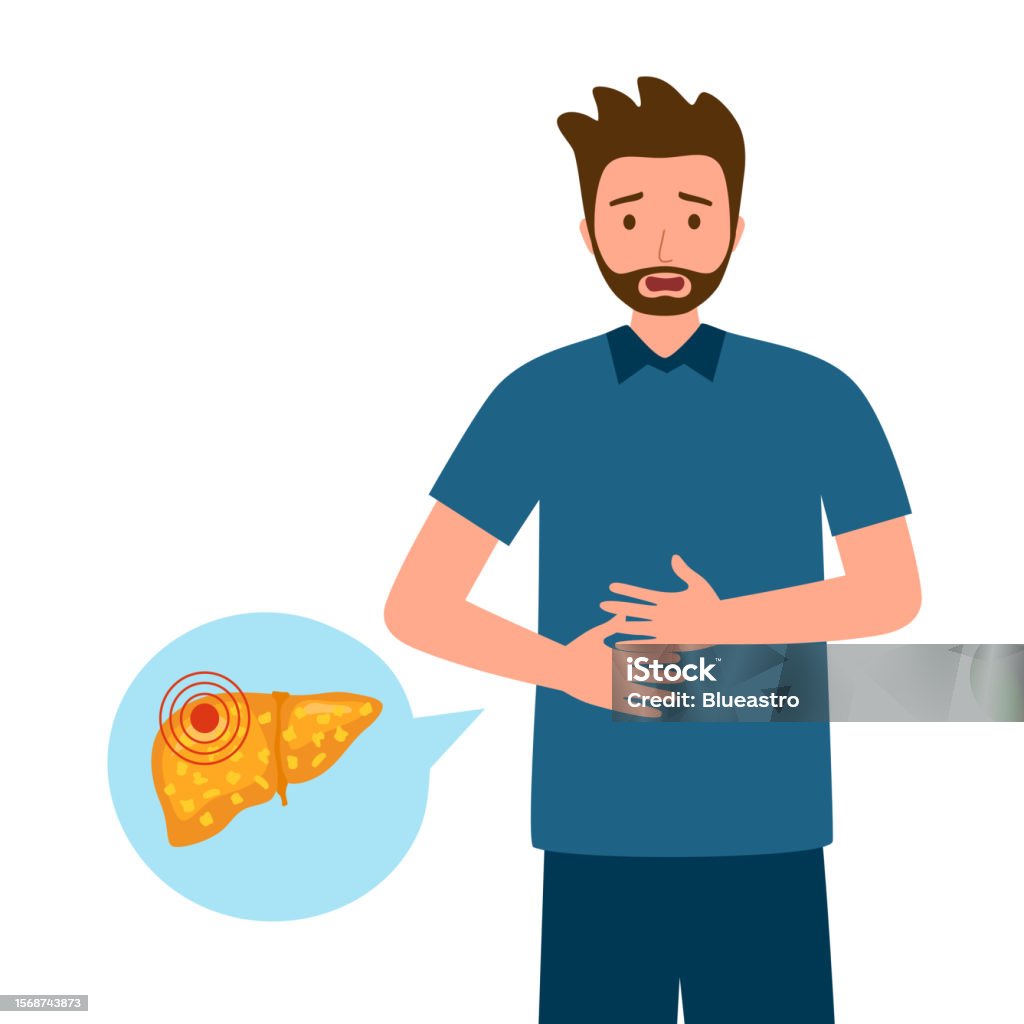 Ilustración De Hombre Con Enfermedad Hepática En Diseño Plano Sobre