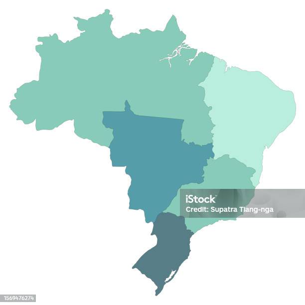 Brazil Map With Administrative Regions Latin Map Brazilian Map Stock