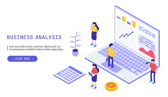 Spanduk Web Isometrik Untuk Tim Ahli Serbaguna Dalam Analisis Data