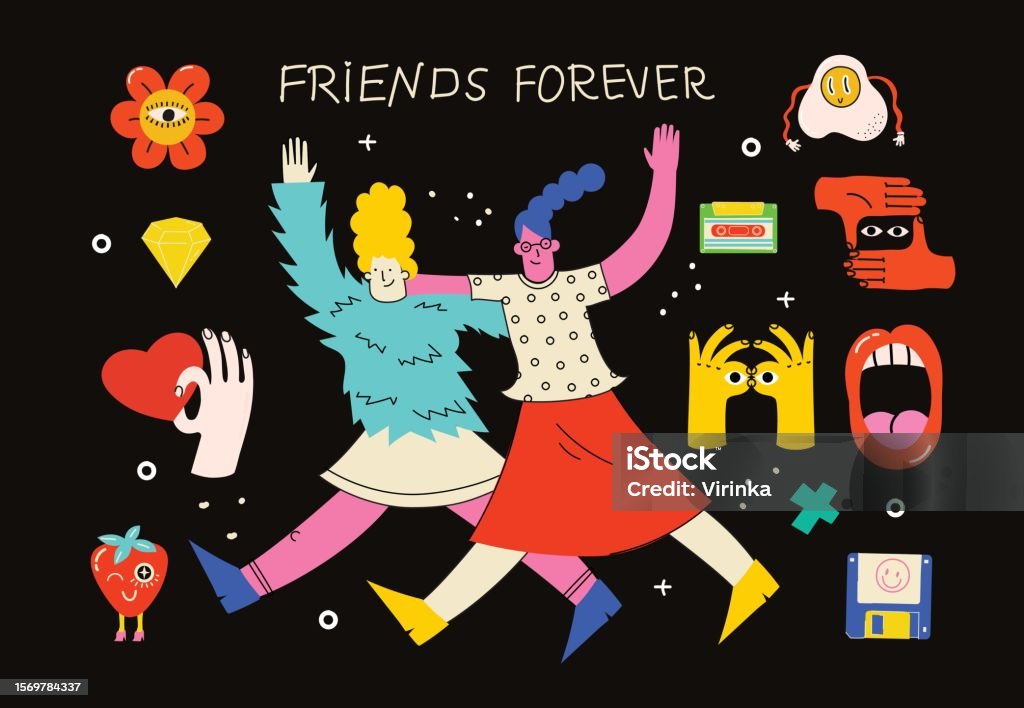 Illustration Du Concept Best Friends Illustration Vectorielle De Filles