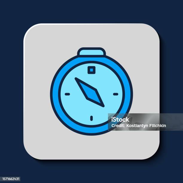 Contour Rempli Icône De Boussole Isolée Sur Fond Bleu Symbole De