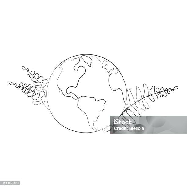 Planète Terre Un Dessin Au Trait Jour De La Terre Vecteurs Libres De