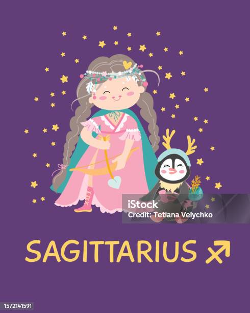 Cute Sign Zodiac Poster Flat Vector Illustration With Astrological