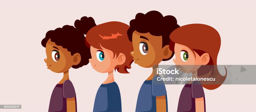 Gruppe Von Kindern Aus Der Vektorcartoonillustration Der ... Gruppe Von Kindern Aus Der Vektorcartoonillustration Der ...