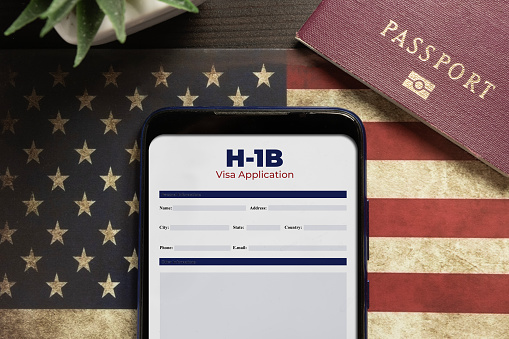 H1b Visa Application Concept Smartphone With Usa H1b Visa Application