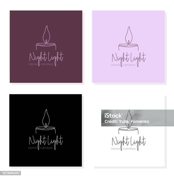 Logo Lilin Satu Baris Menggambar Nyala Lilin Yang Menyala Ilustrasi Stok Unduh Gambar Sekarang