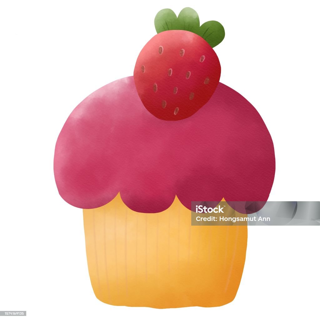 Hand Drawn Watercolor Cupcake Stock Illustration Download Image Now