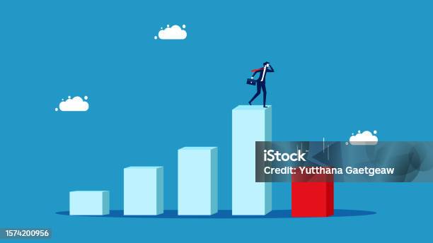 Decline Of Business Businessman Standing Looking At Falling Bar Graph ... Decline Of Business Businessman Standing Looking At Falling Bar Graph ...