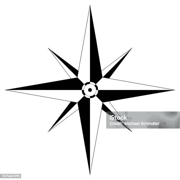 Wind Rose Or Compass Rose Vector With Eight Directions Isolated