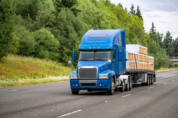 40 Big Rig Classic Semi Truck Flat Bed Trailers Carry Lumber Stock