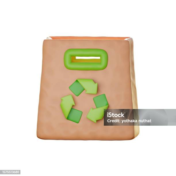 Tas Belanja 3d Dengan Simbol Daur Ulang Hari Lingkungan Hidup Sedunia