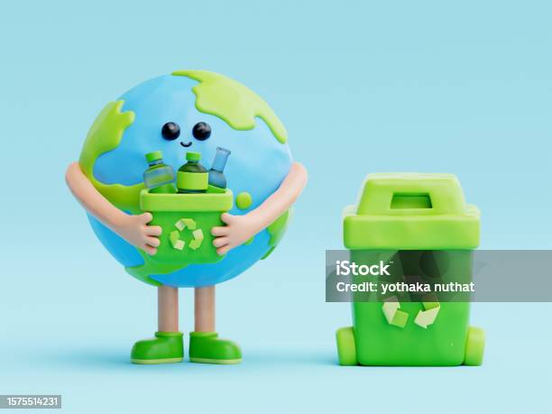 3d Cute Earth Cartoon Character World Environment Day Save Planet And