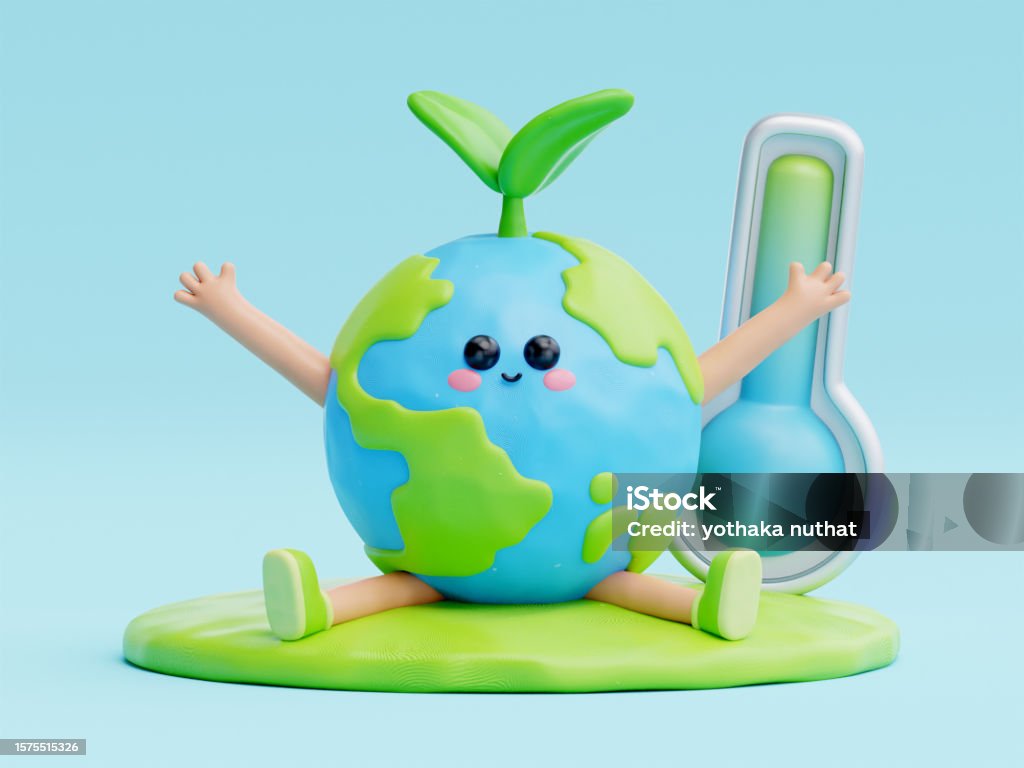 3d Cute Earth Cartoon Character World Environment Day Save Planet And