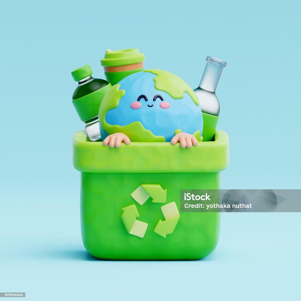 3d Cute Earth Cartoon Character World Environment Day Save Planet And