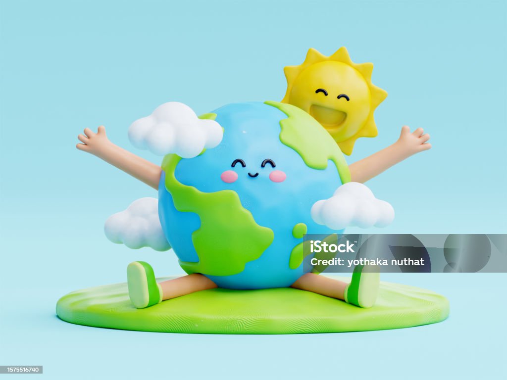3d Cute Earth Cartoon Character World Environment Day Save Planet And