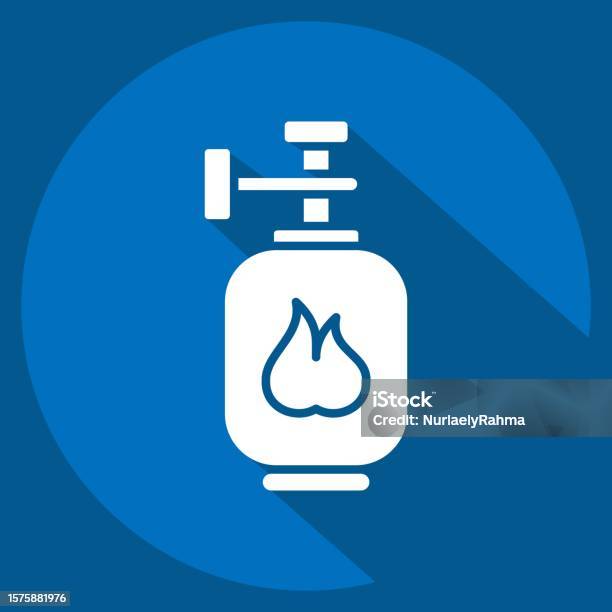 Tangki Bensin Icon Terkait Dengan Simbol Nuklir Gaya Bayangan Panjang