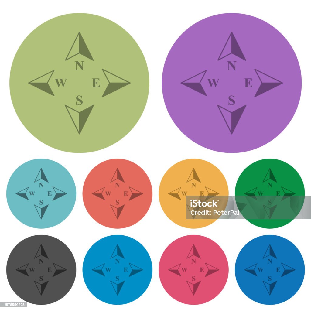 Compass Directions Color Darker Flat Icons Stock Illustration Download Image Now Adventure