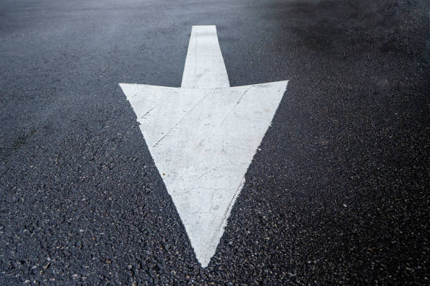 Free Stock Photo of City Street at Night With White Arrow | Download ...