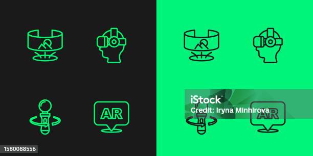 Set Line Augmented Reality Ar Vr Controller Game 360 Degree View And